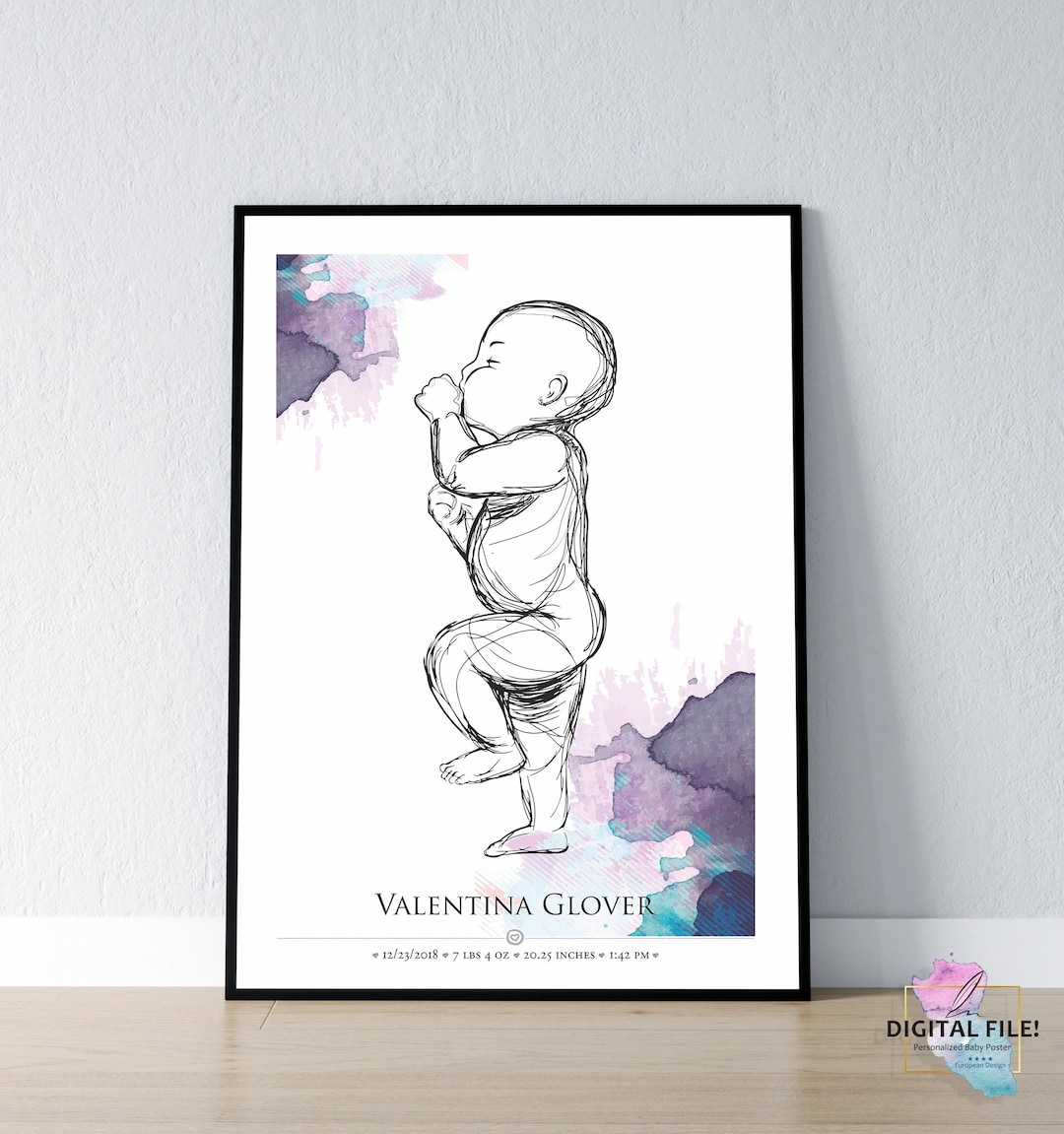 Personalized Baby Poster | Birth Poster in Scale 1:1 | Digital Files - Etsy
