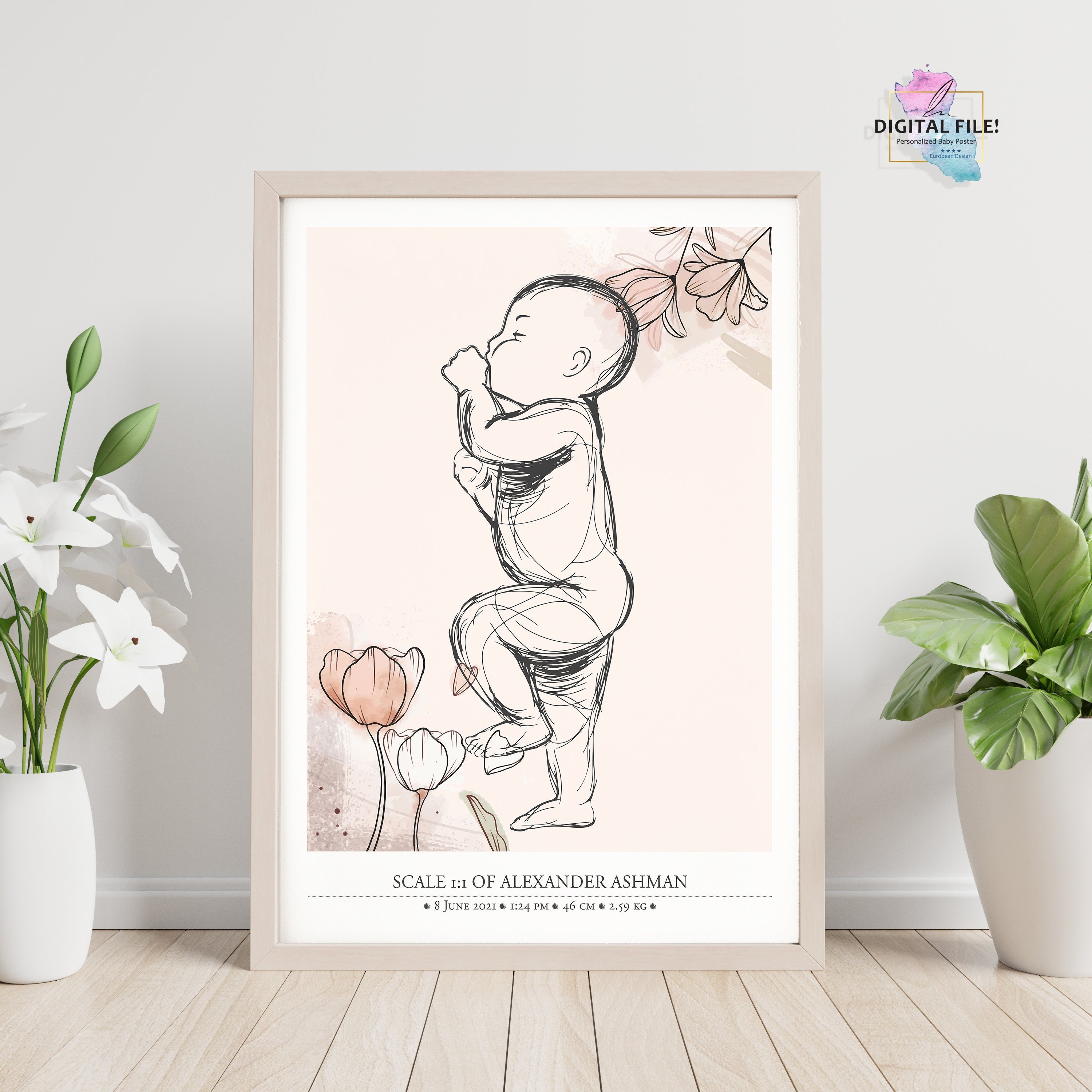 Birth Stats Poster Baby Birth Stats Birth Announcement - Etsy