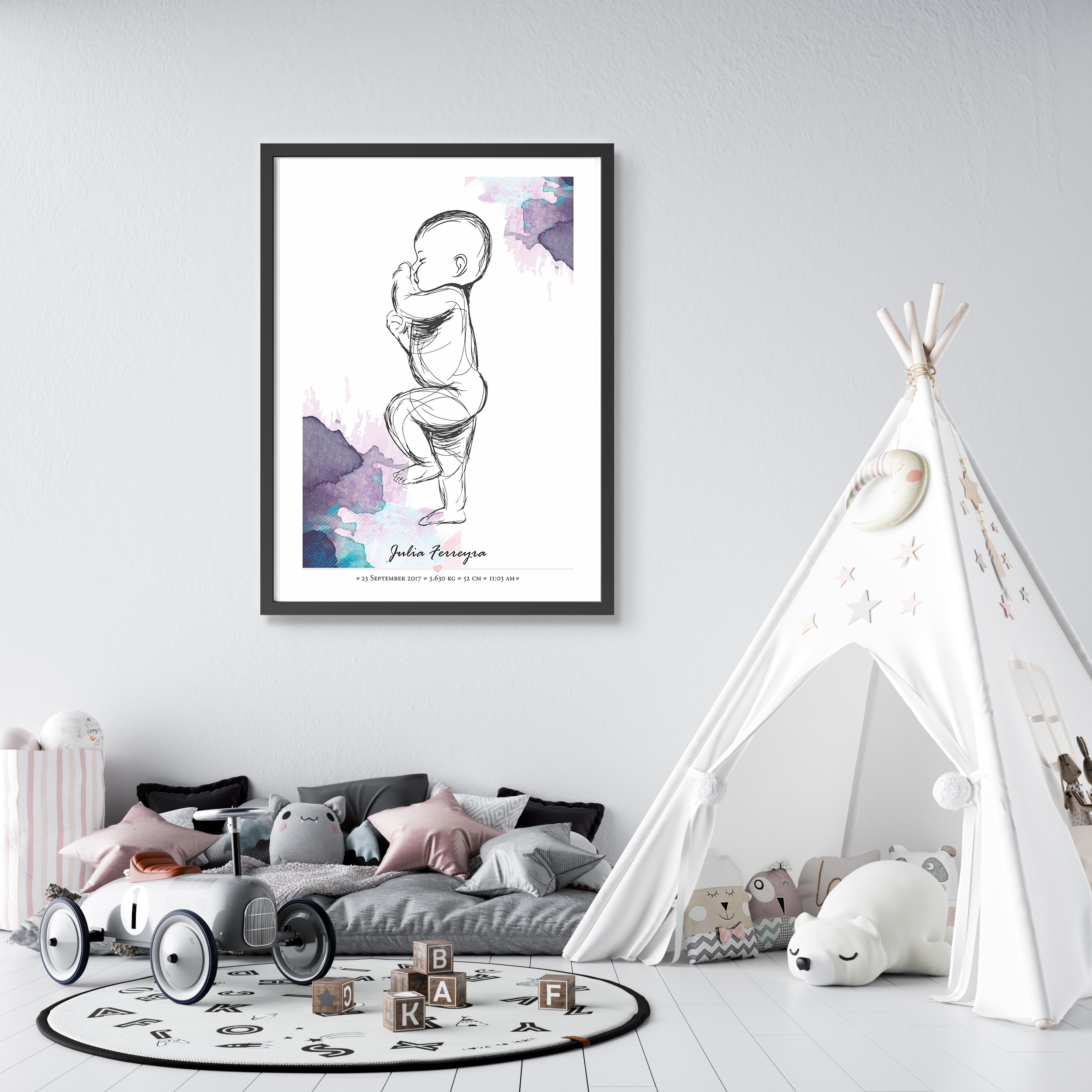 Birth Poster in Scale 1:1 Personalized Baby Poster Digital | Etsy Australia