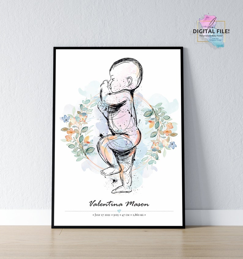 Birth Poster in Scale 1:1 Personalized Baby Poster DIGITAL | Etsy