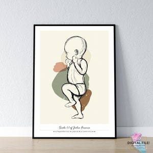 Personalised Baby Poster Illustration of a Newborn in Scale - Etsy