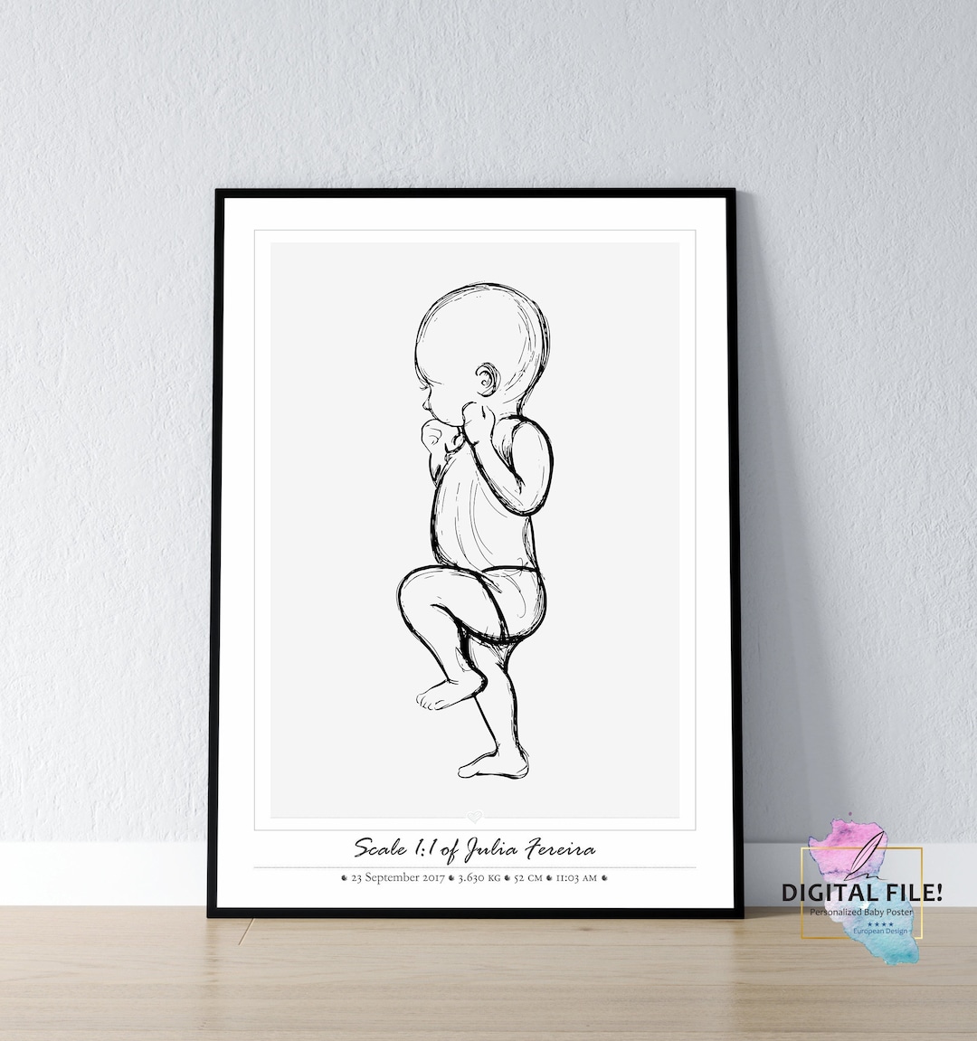 Birth Poster in Scale 1:1 | Personalized Baby Poster, DIGITAL FILE - Etsy