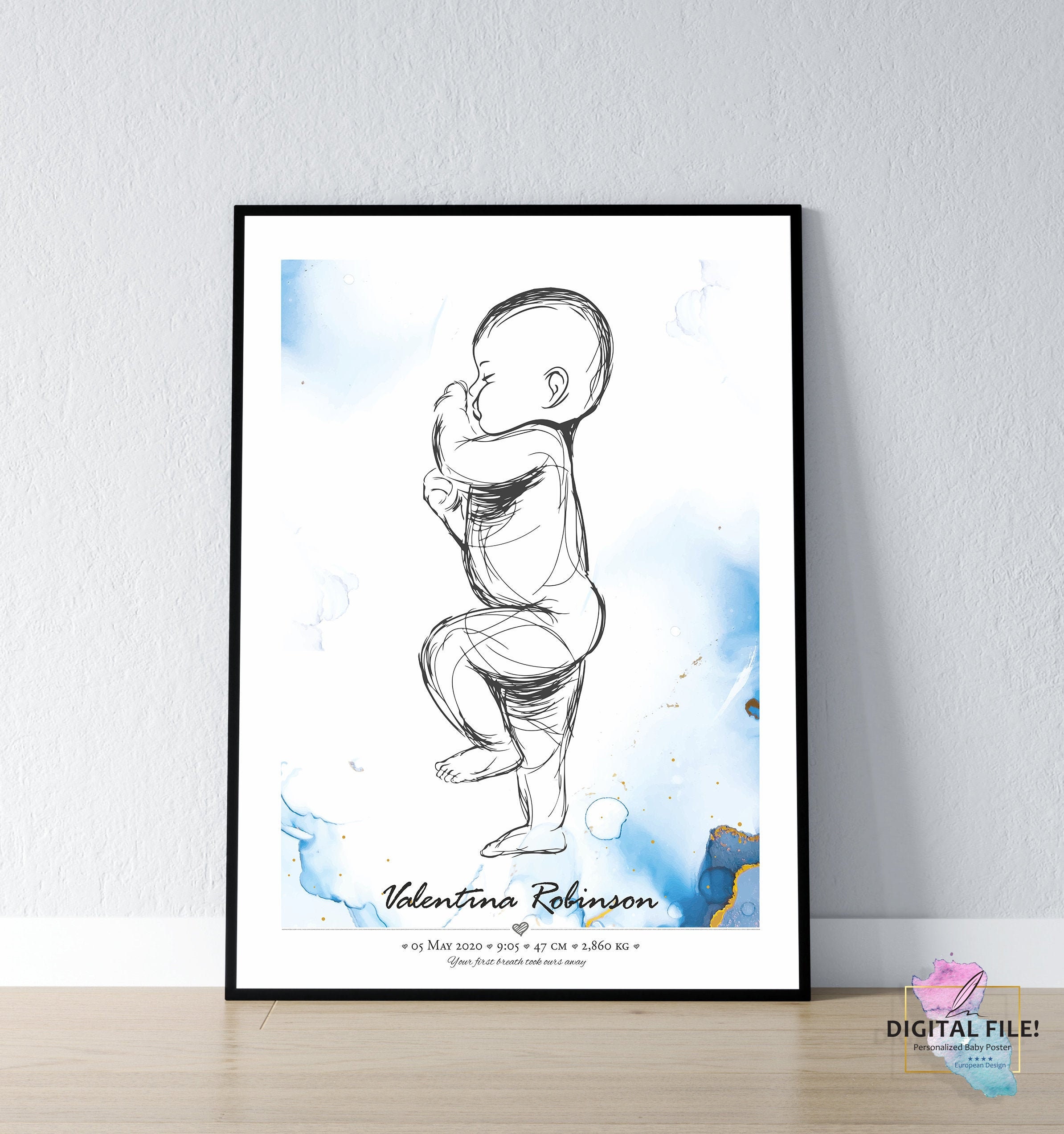 Birth Poster in Scale 1:1 Personalized Baby Posteryour - Etsy