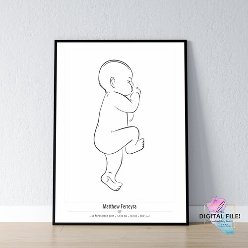 Birth Poster in Scale 1:1 Personalized Baby Poster DIGITAL - Etsy