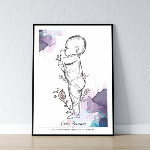 Birth Poster in Scale 1:1 Personalized Baby Poster Digital - Etsy