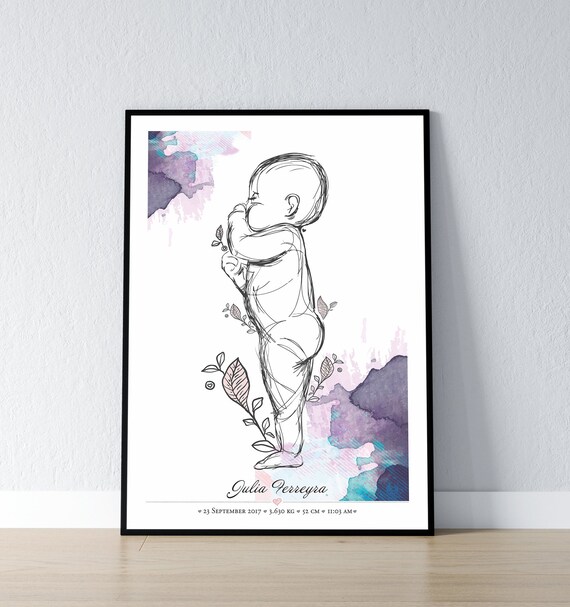 Birth Poster in Scale 1:1 Personalized Baby Poster Digital | Etsy