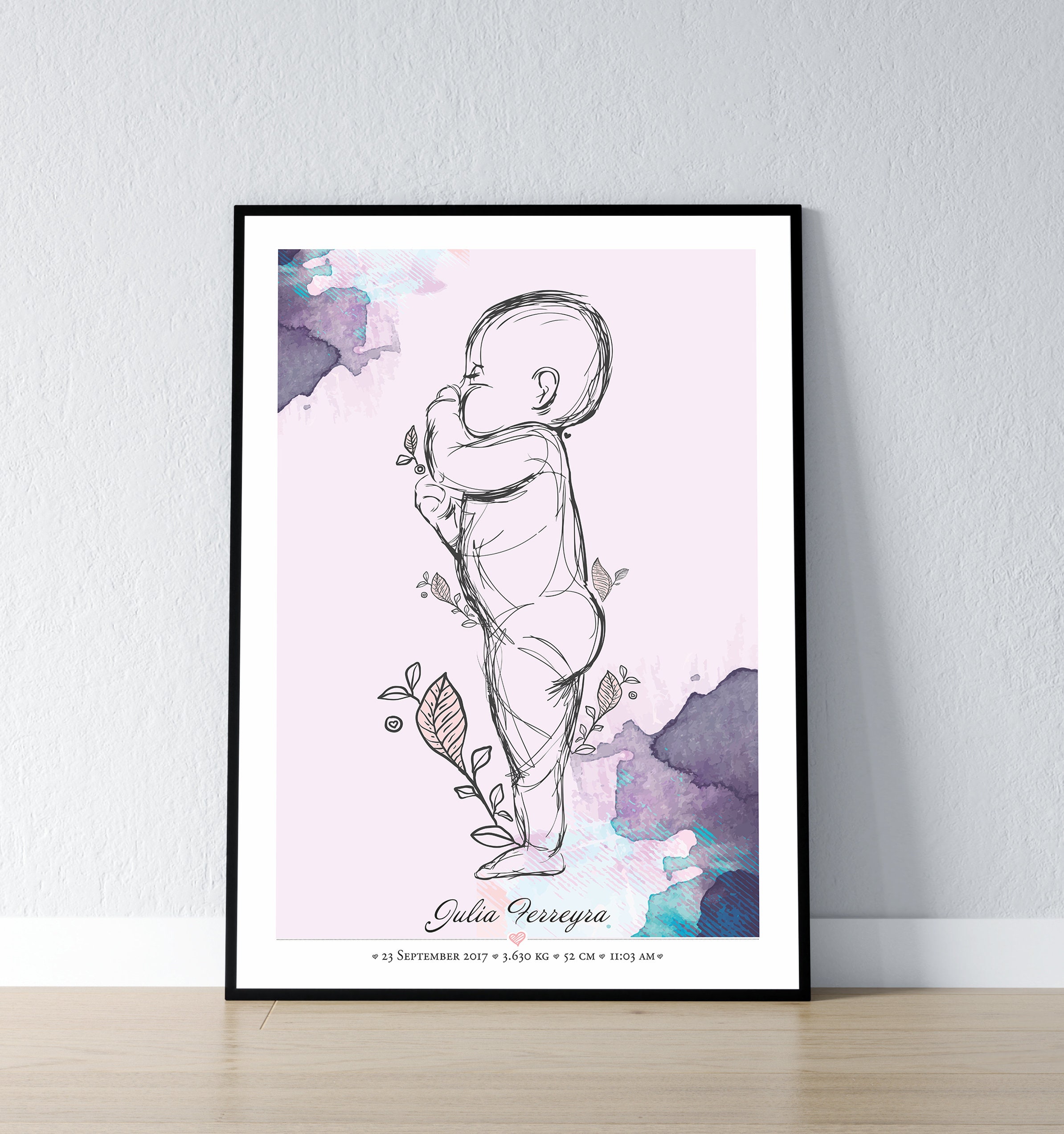 Birth Poster in Scale 1:1 | Personalized Baby Poster, Digital Files - Etsy