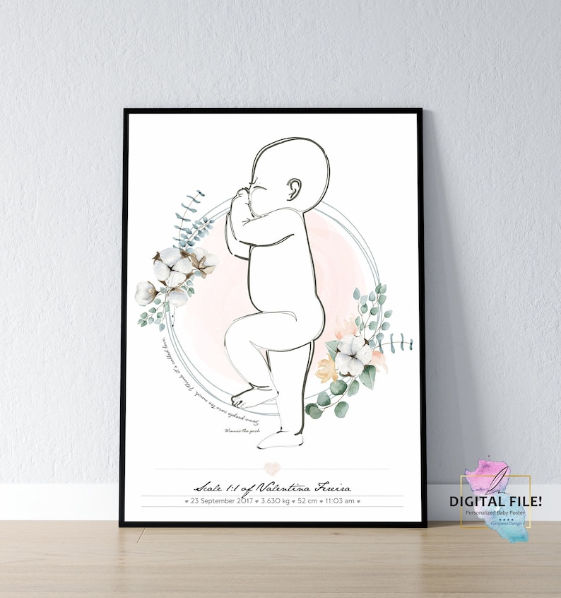 Birth Poster in Scale 1:1 | Personalized Baby Poster, Digital File - Etsy