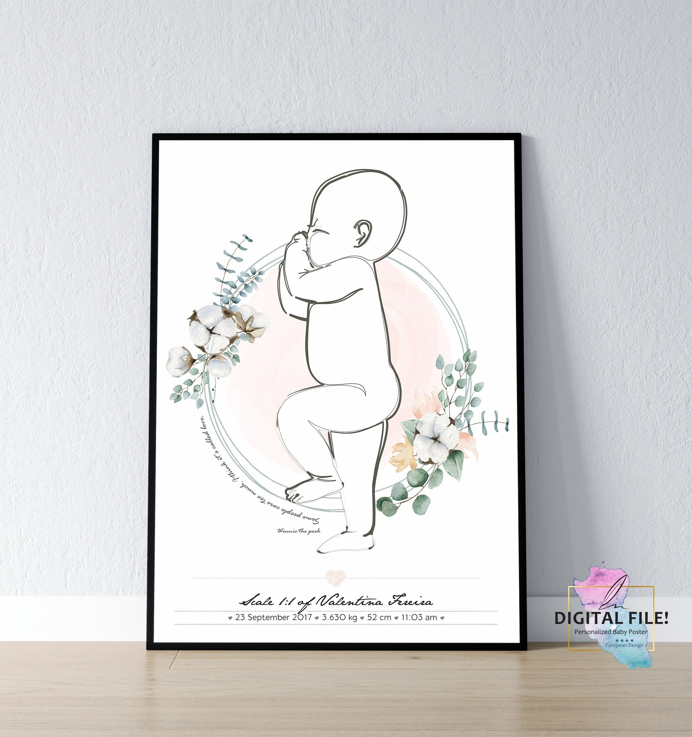 Birth Poster in Scale 1:1 | Personalized Baby Poster, Digital File - Etsy