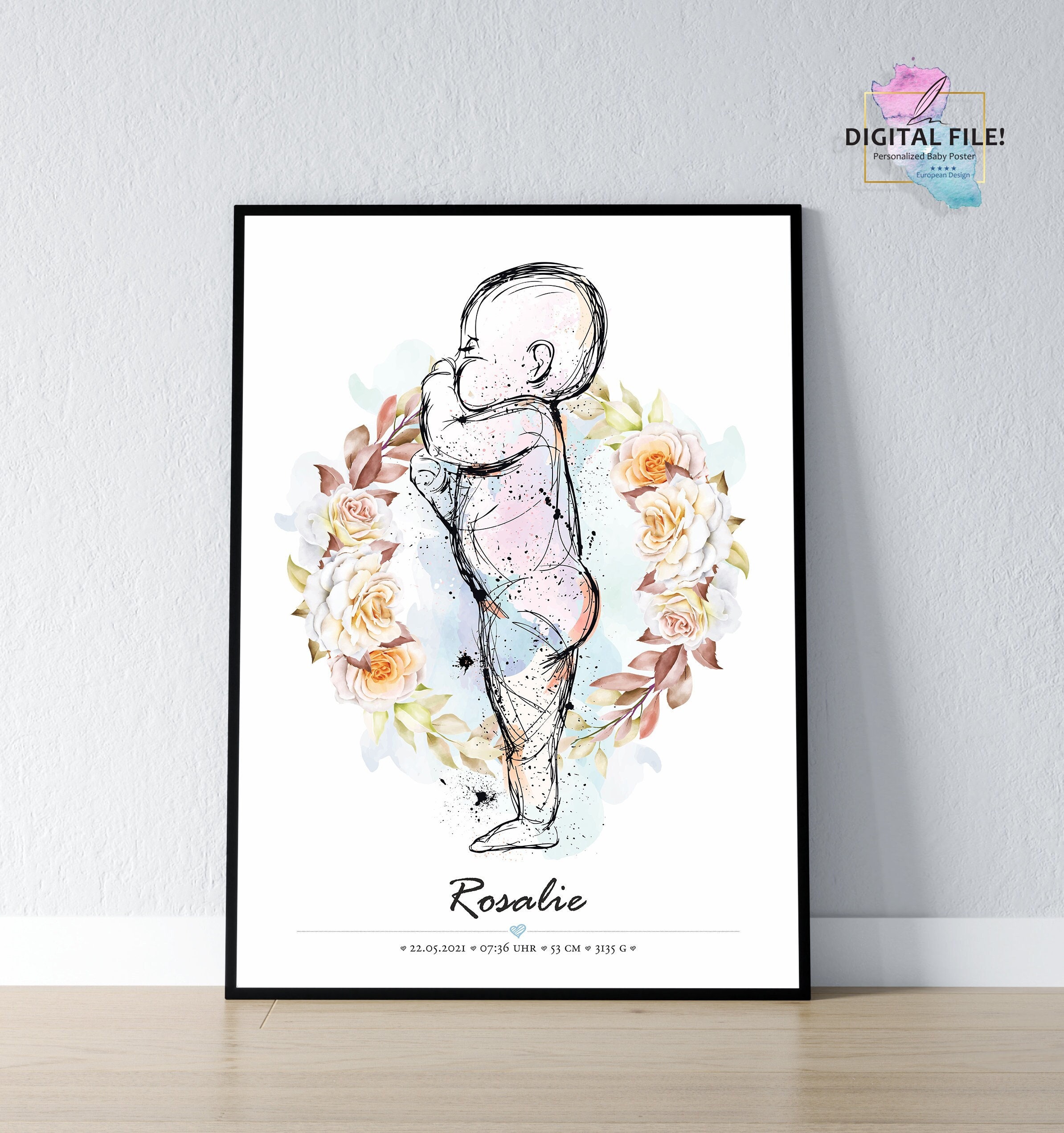 Birth Poster in Scale 1:1 | Personalized Baby Poster, DIGITAL FILE! - Etsy