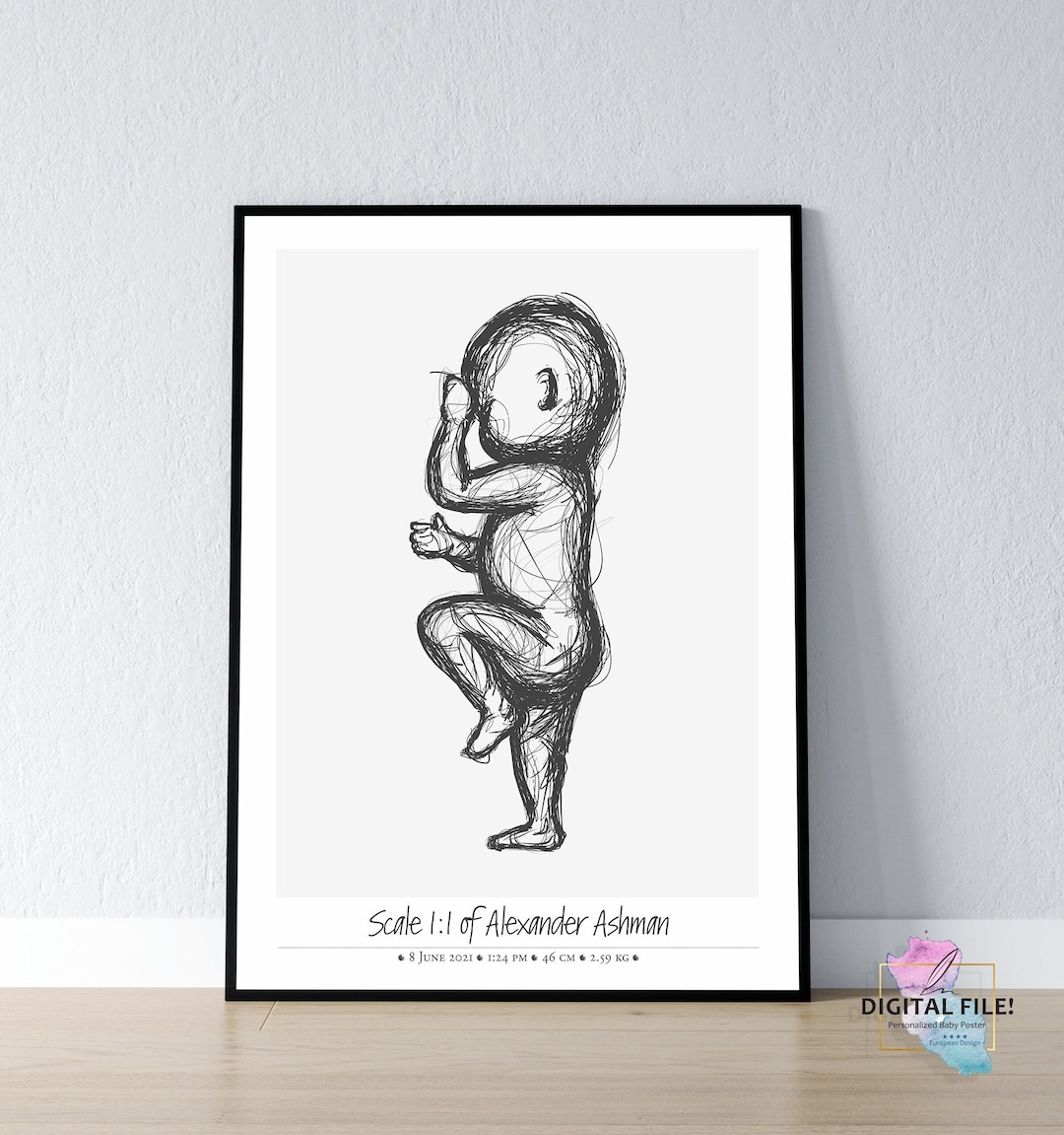 Geburt Poster im Maßstab 1:1 Personalisiertes Baby Poster Neugeborenen ...