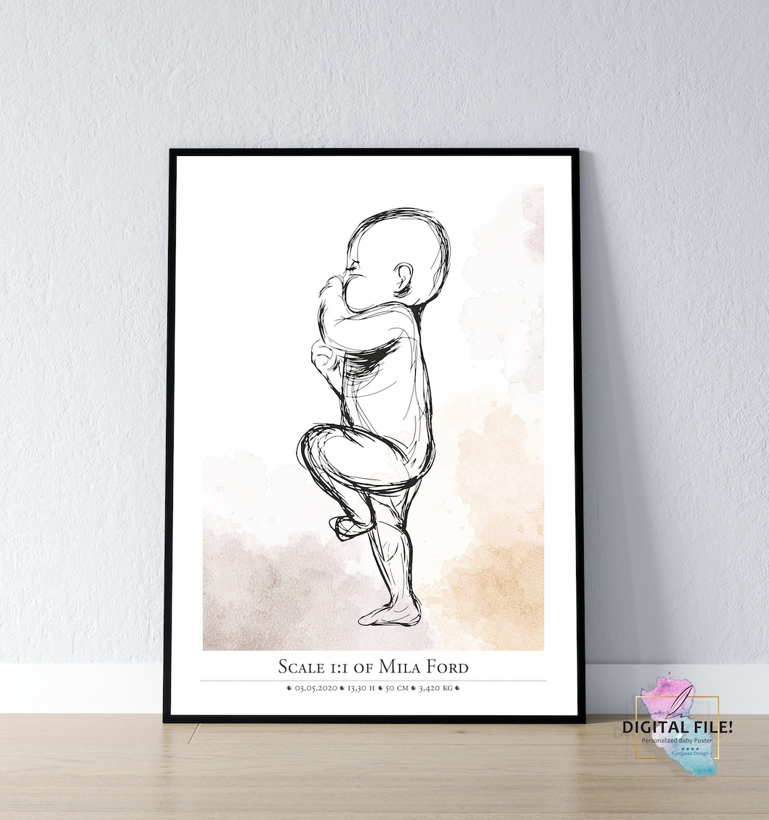 Birth Poster in Scale 1:1 | Personalized Baby Poster | Digital Files - Etsy