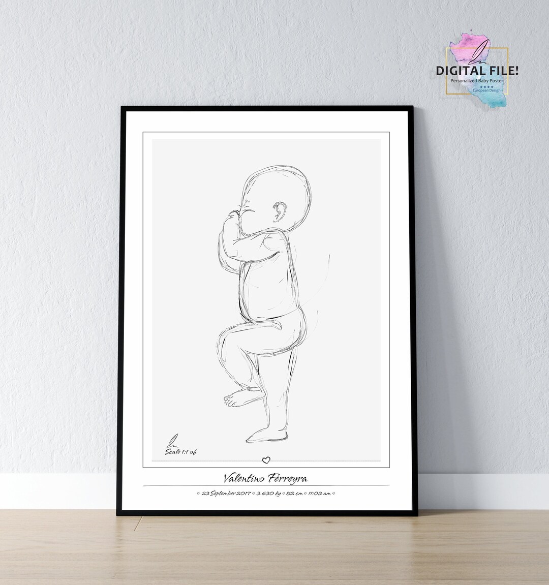Birth Poster in Scale 1:1 | Personalized Baby Poster | Digital - Etsy