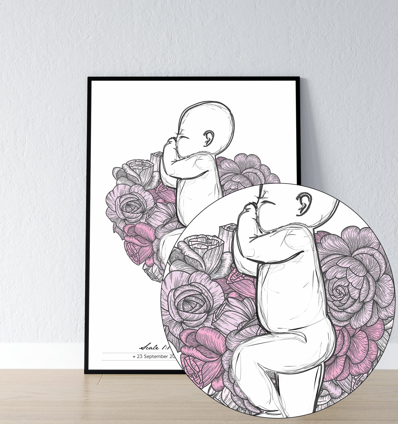 Personalized Baby Poster Birth Poster in Scale 1:1 digital | Etsy