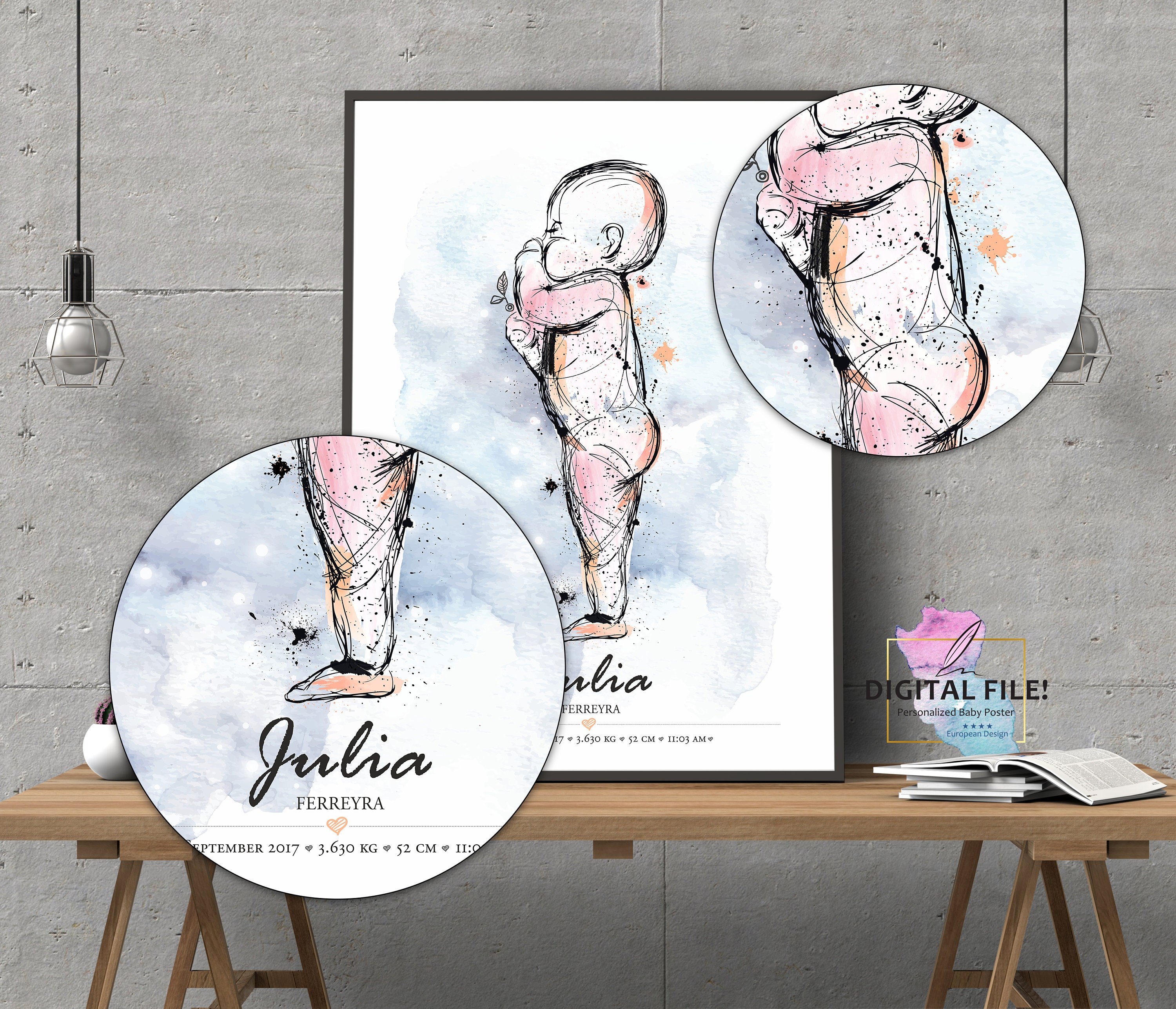 Birth Poster in Scale 1:1 Personalized Baby Poster and - Etsy