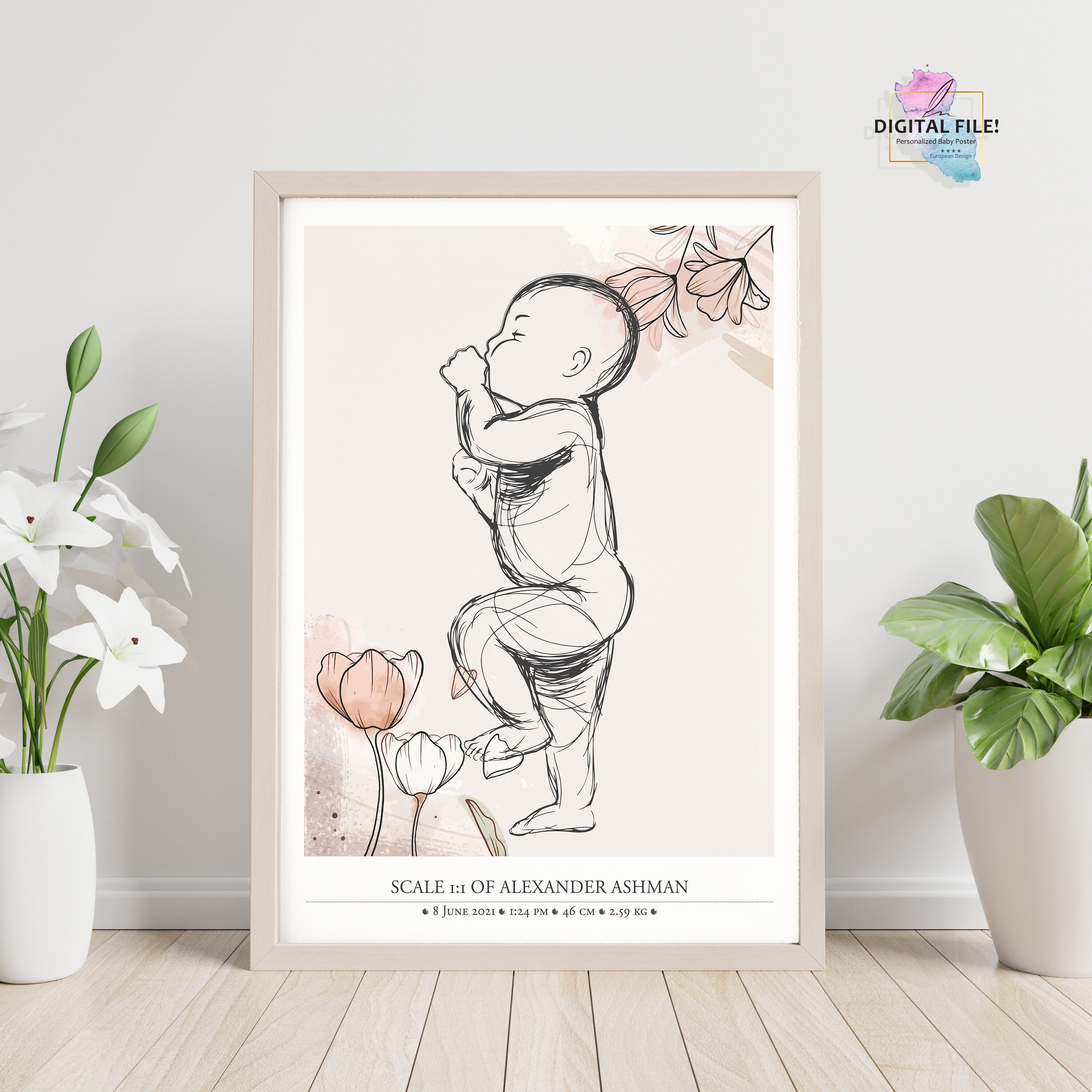 Birth Stats Poster Baby Birth Stats Birth Announcement - Etsy