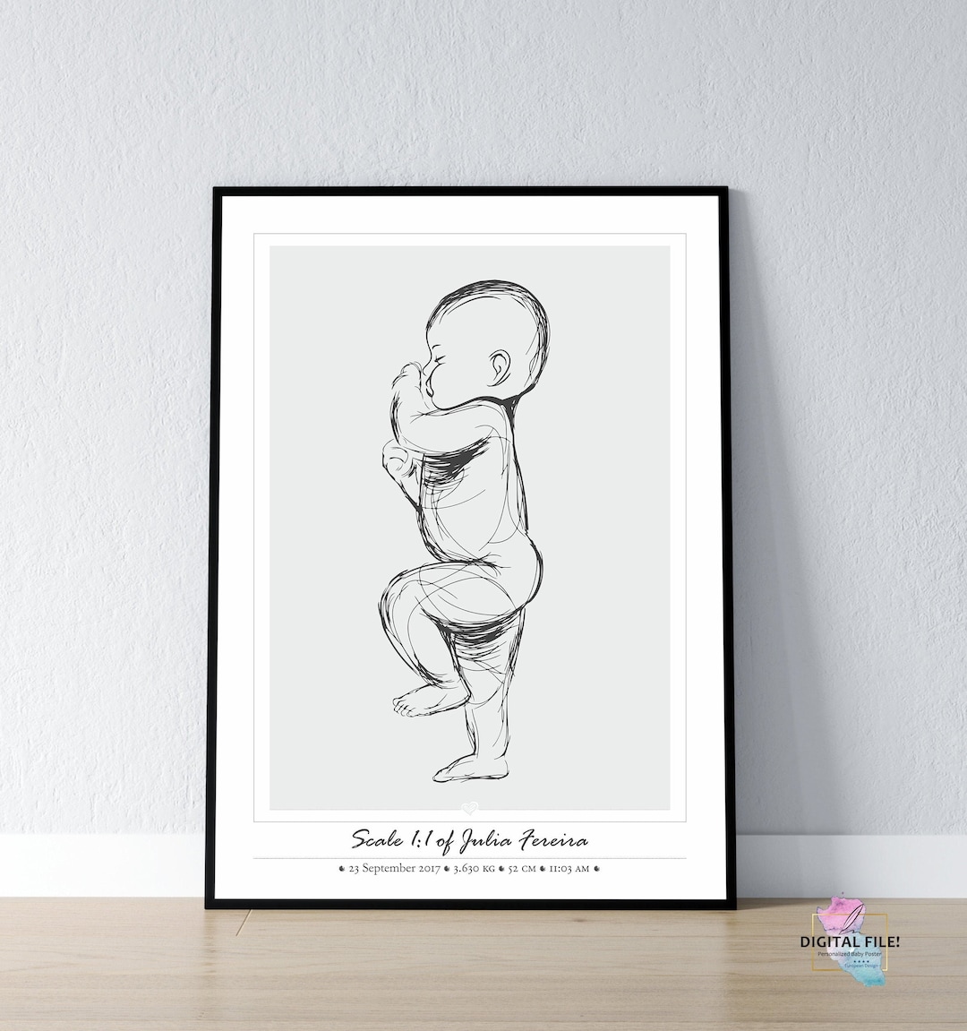 Baby Birth Poster in Scale 1:1 | Newborn Poster Birthday, DIGITAL File ...