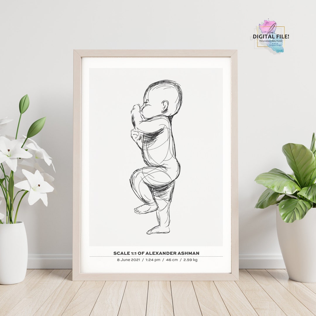 Baby Birth Poster in Scale 1:1 | Newborn Poster Birthday, DIGITAL File ...