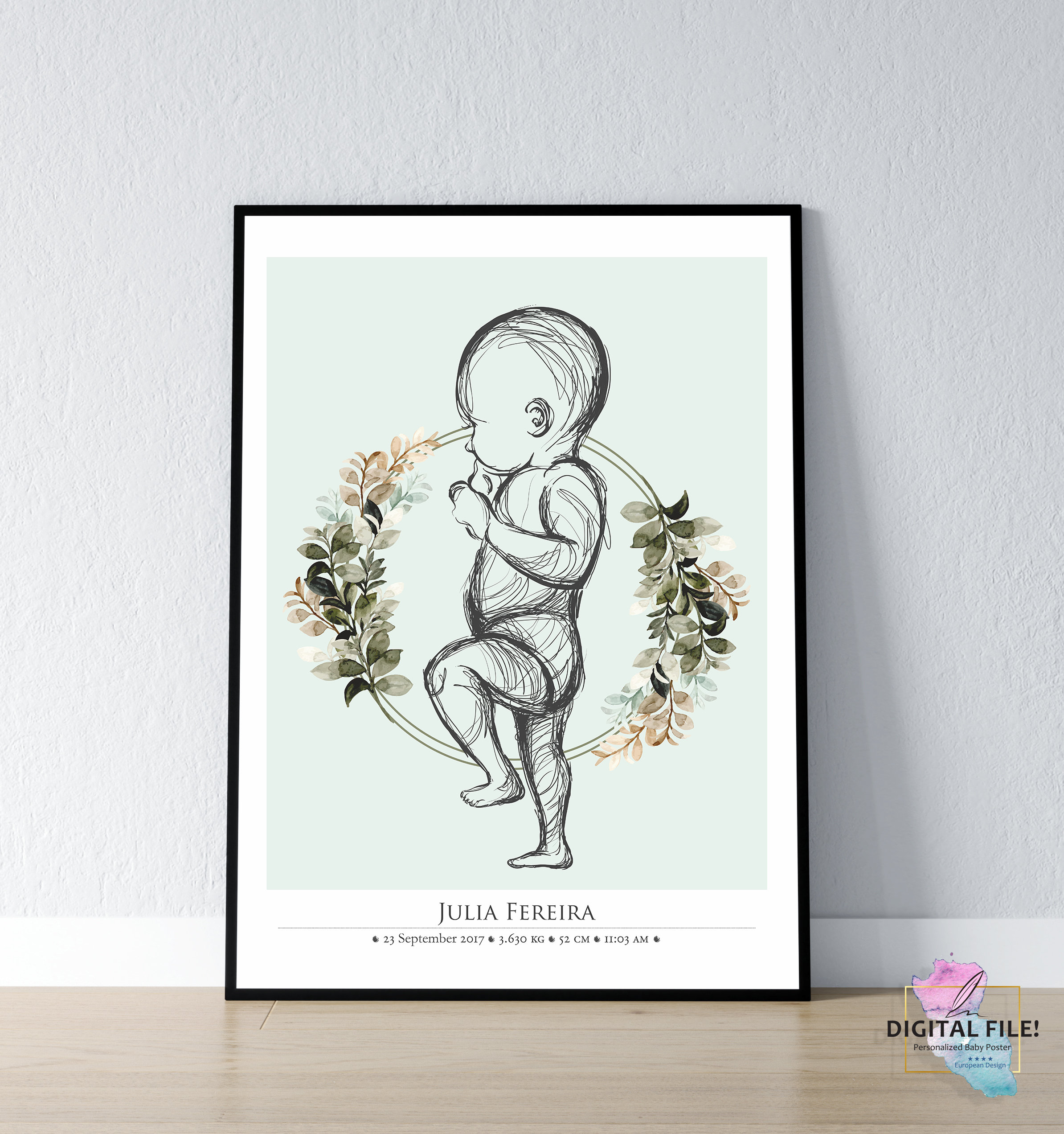 Birth Poster in Scale 1:1 | Personalized Baby Poster | Digital Files - Etsy