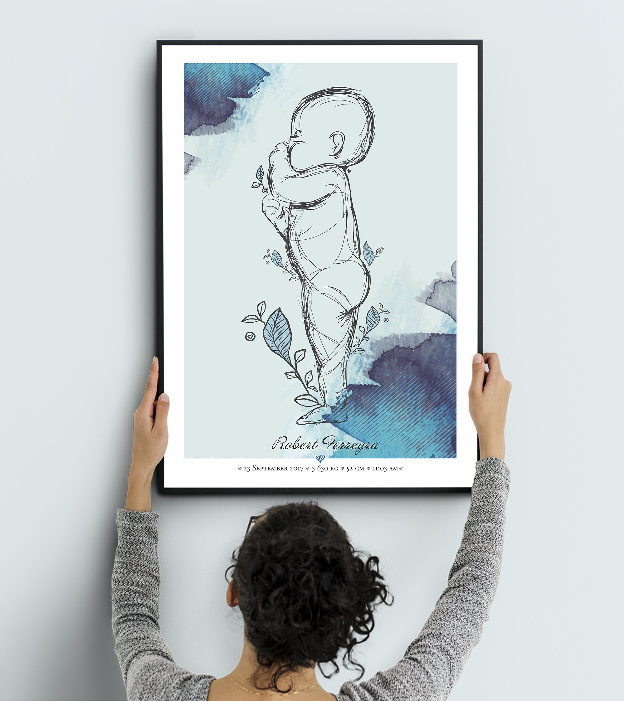 Birth Poster in Scale 1:1 | Personalized Baby Poster, Digital Files - Etsy