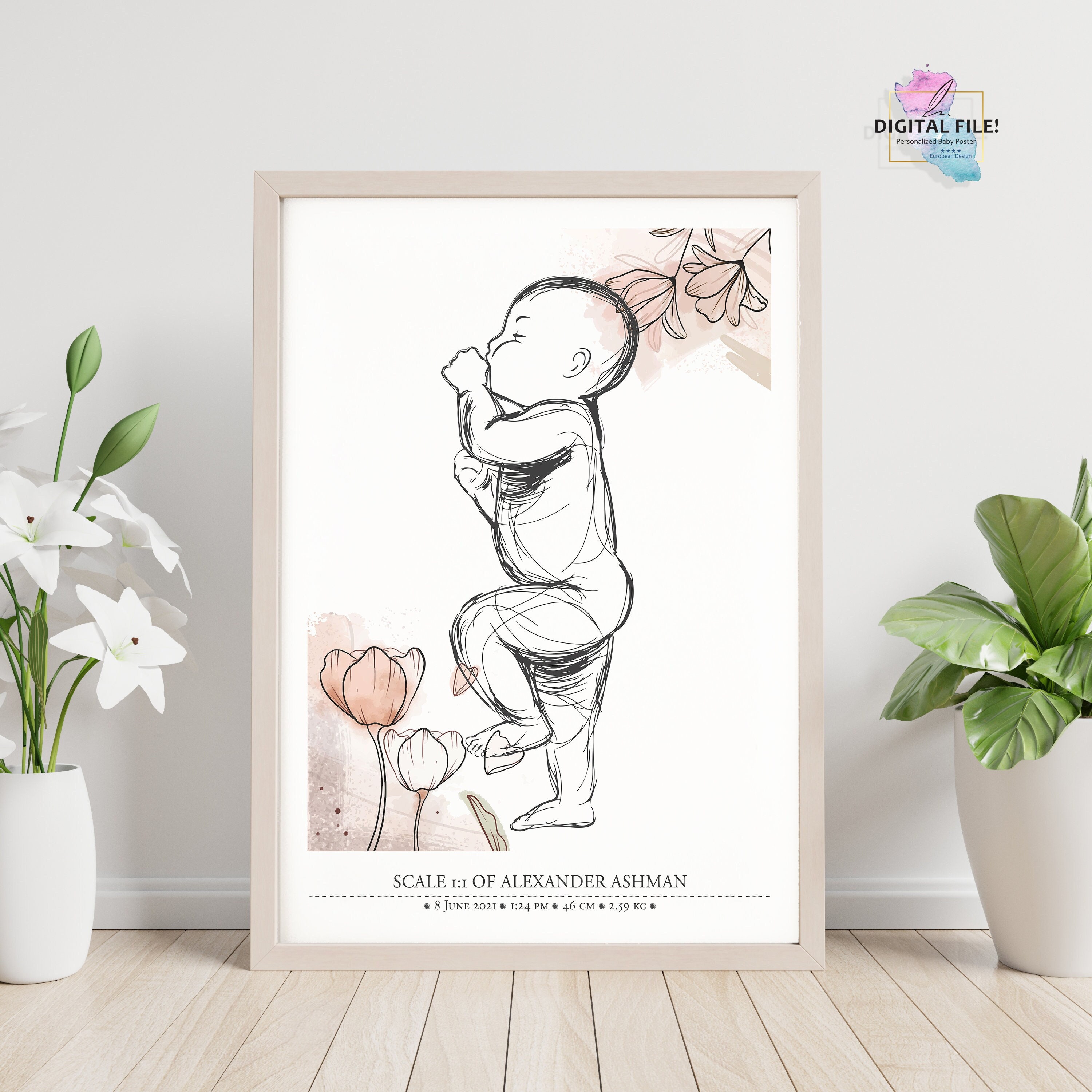 Birth Stats Poster Baby Birth Stats Birth Announcement - Etsy