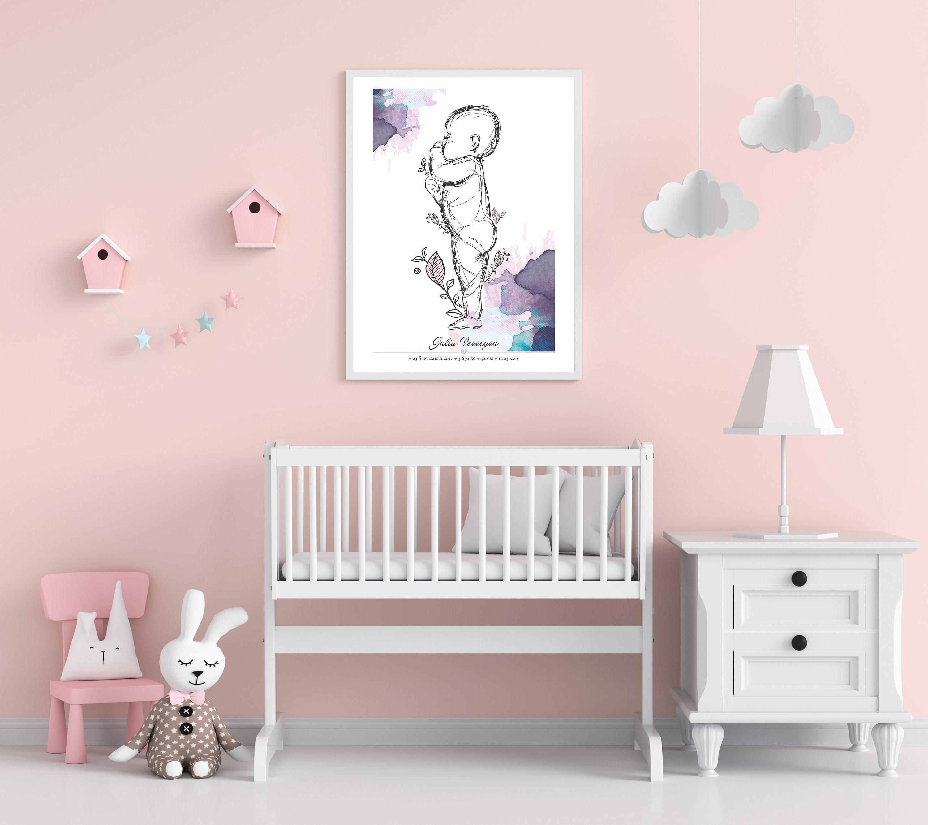 Birth Poster in Scale 1:1 | Personalized Baby Poster, Digital Files - Etsy