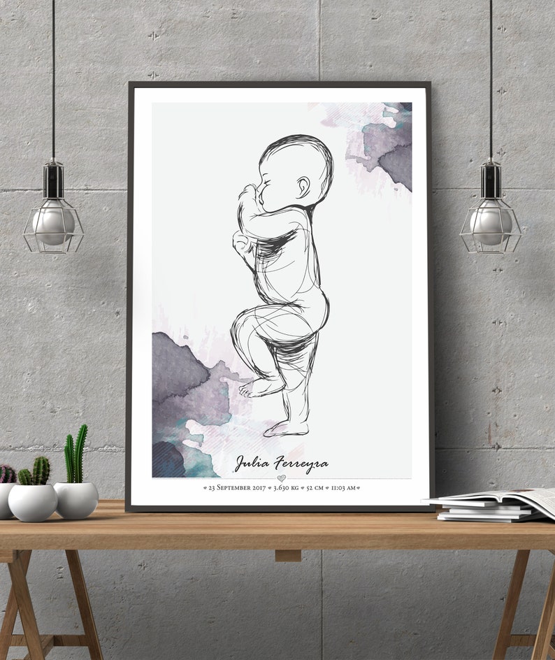 Geburtsposter im Maßstab 1:1 | Personalisiertes Baby Poster, digitale ...