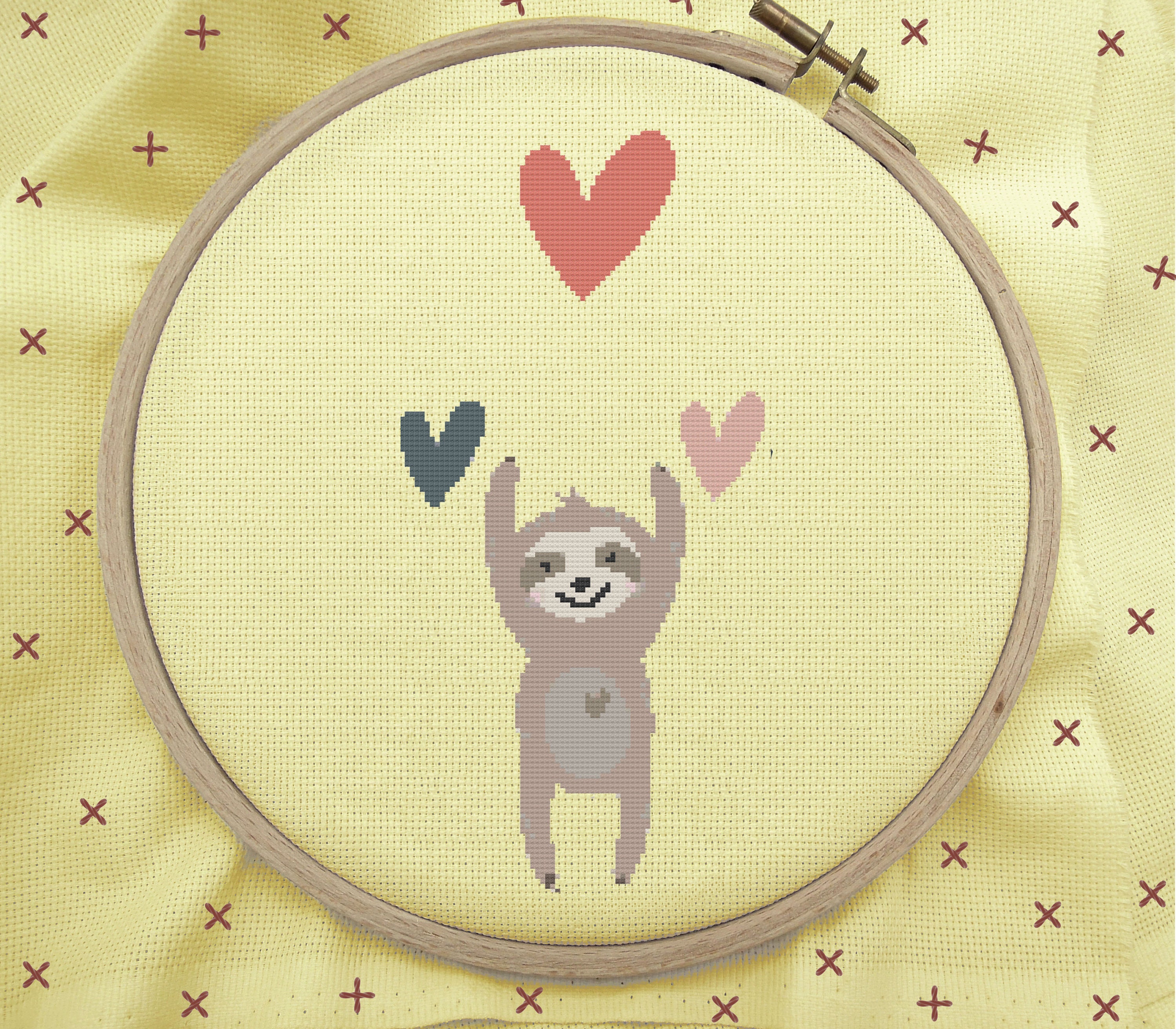 Sloth Cross Stitch Sloth Stitch Rainbow Cross Stitch Modern - Etsy