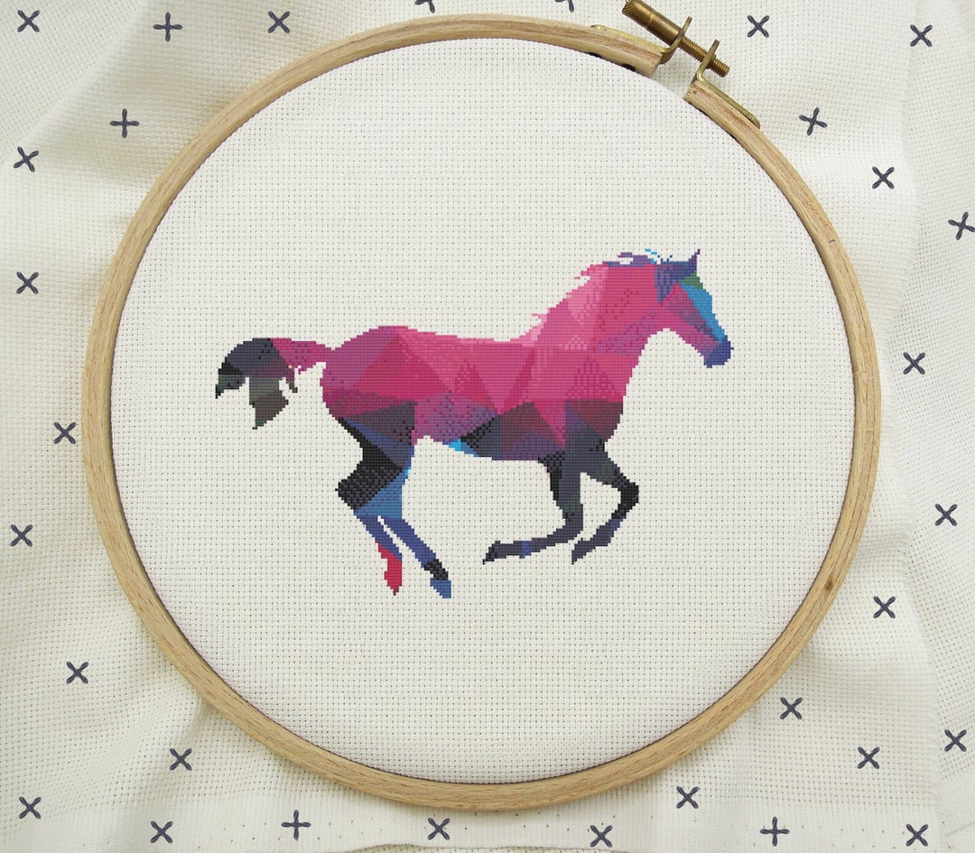 Horse Cross Stitch, Horse Stitch, Geometric Cross Stitch, Modern Cross ...
