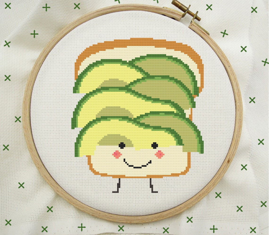 Sliced Avocado Cross Stitch, Avocado Stitch, Avocado Cross Stitch ...