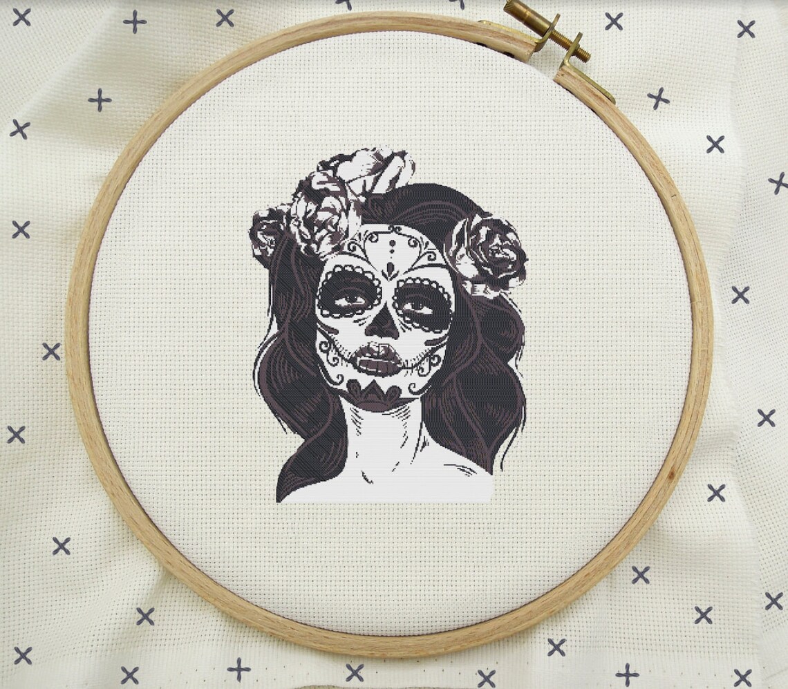 Day of the Dead Cross Stitch, Day of the Dead Stitch, Modern Cross ...