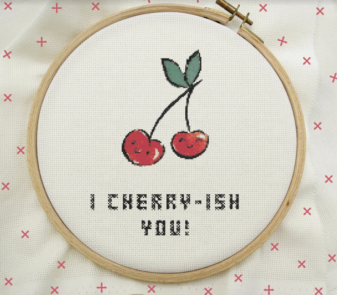 I Cherry-ish You Cross Stitch, I Cherry-ish You Stitch, Cherry Cross ...