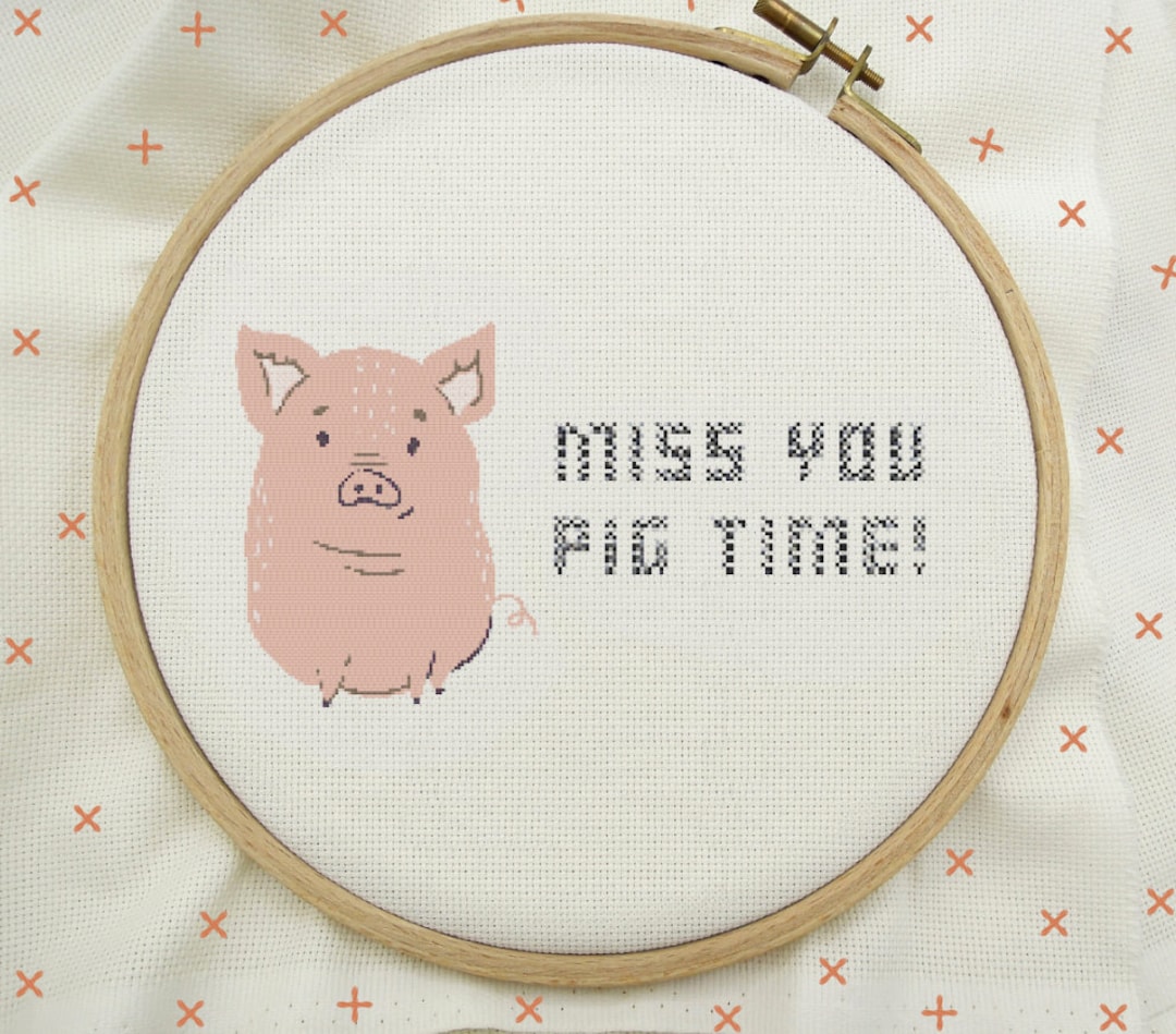 Miss You Pig Time Cross Stitch, Miss You Pig Time Stitch, Punto de cruz ...