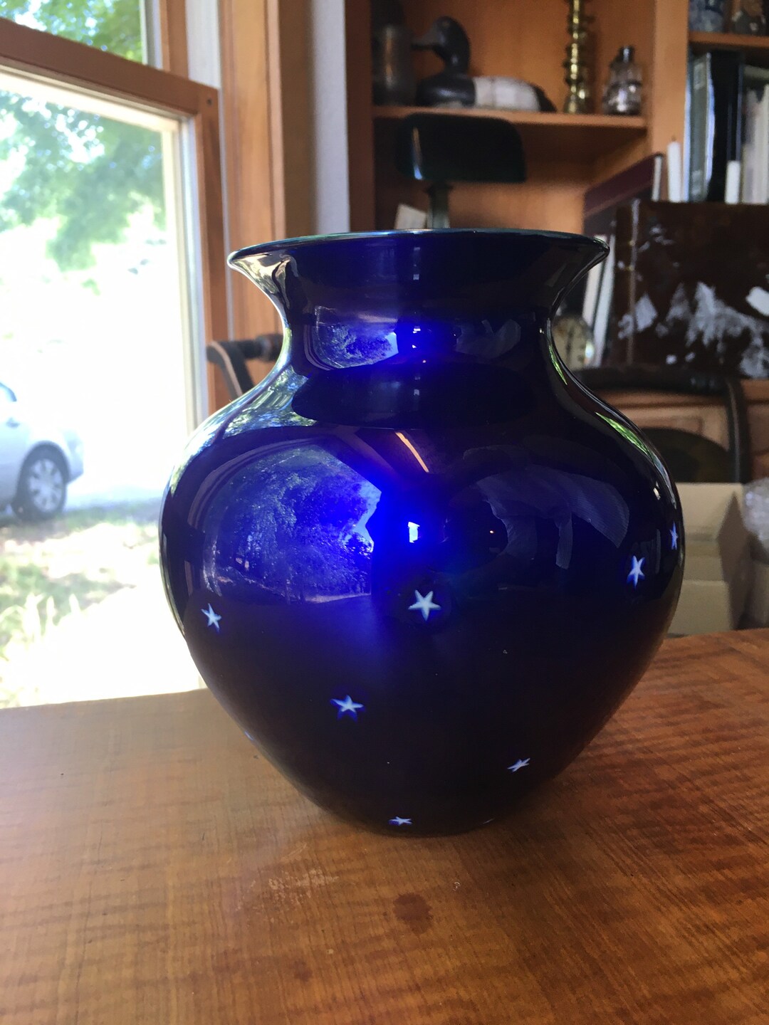 Hand Blown Blue Glass Vase - Etsy