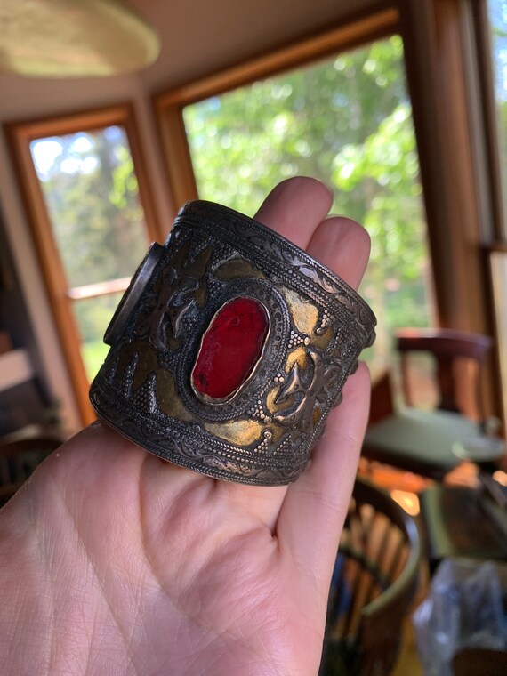 1800s Middle Eastern Hand Pounded Brass and Silver Bracelet - Etsy