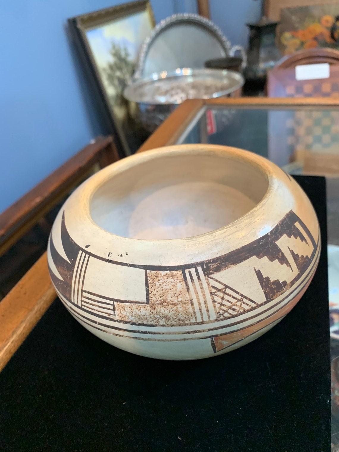 Vintage Native American Polychrome Clay Pot - Etsy