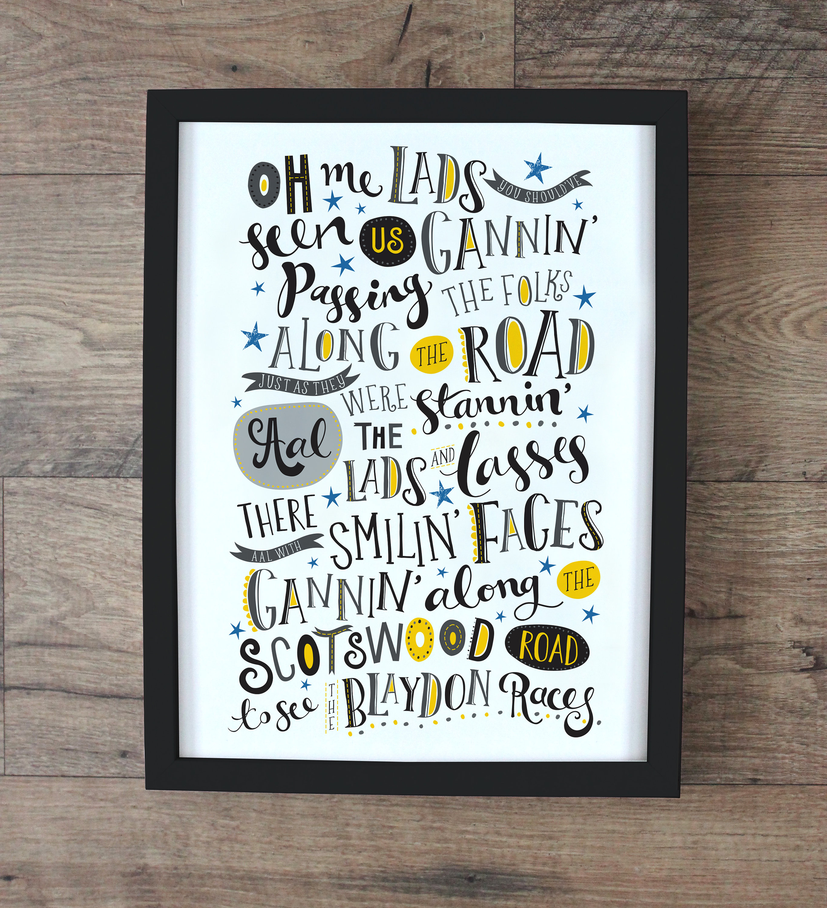 Blaydon Races Typographic Art Print Geordie Print Geordie - Etsy