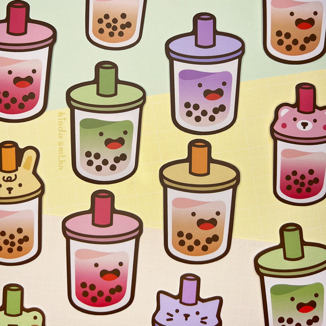 Milk Tea Matte Vinyl Stickers | Bubble Tea | Boba Stickers | Colorful ...