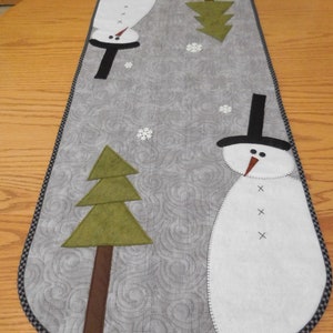 Digital PDF Table Runner Pattern, Quilted Snowman and Trees, Winter ...
