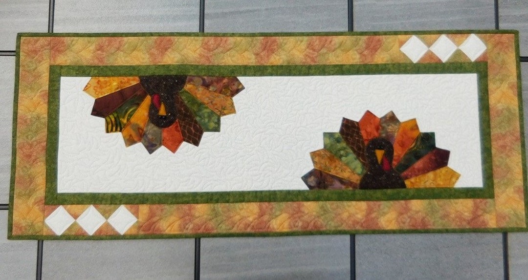 Digital PDF Turkey Table Runner, Thanksgiving Fall - Etsy
