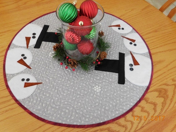 Snowman Table Runner Pattern Digital PDF Around and Around | Etsy