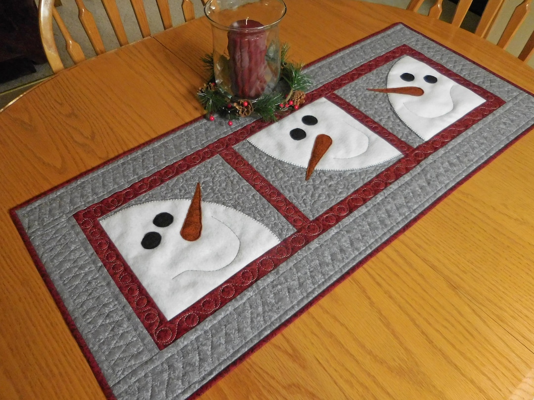 Quilted Table Runner Pattern, PDF Pattern for Snowman Table Topper ...
