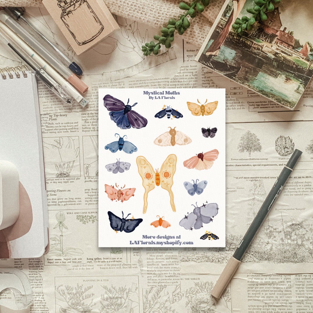 Sticker Sheet - Magical Moths Sticker Sheet for Journals and Planners ...