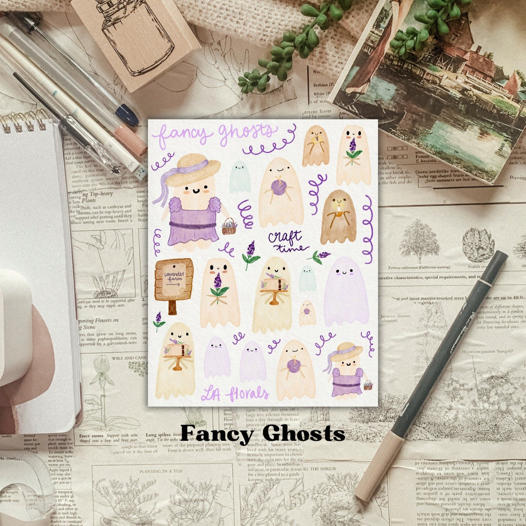 Fancy Ghosts Sticker Sheet for Journals and Planners Deco Sticker Sheet ...