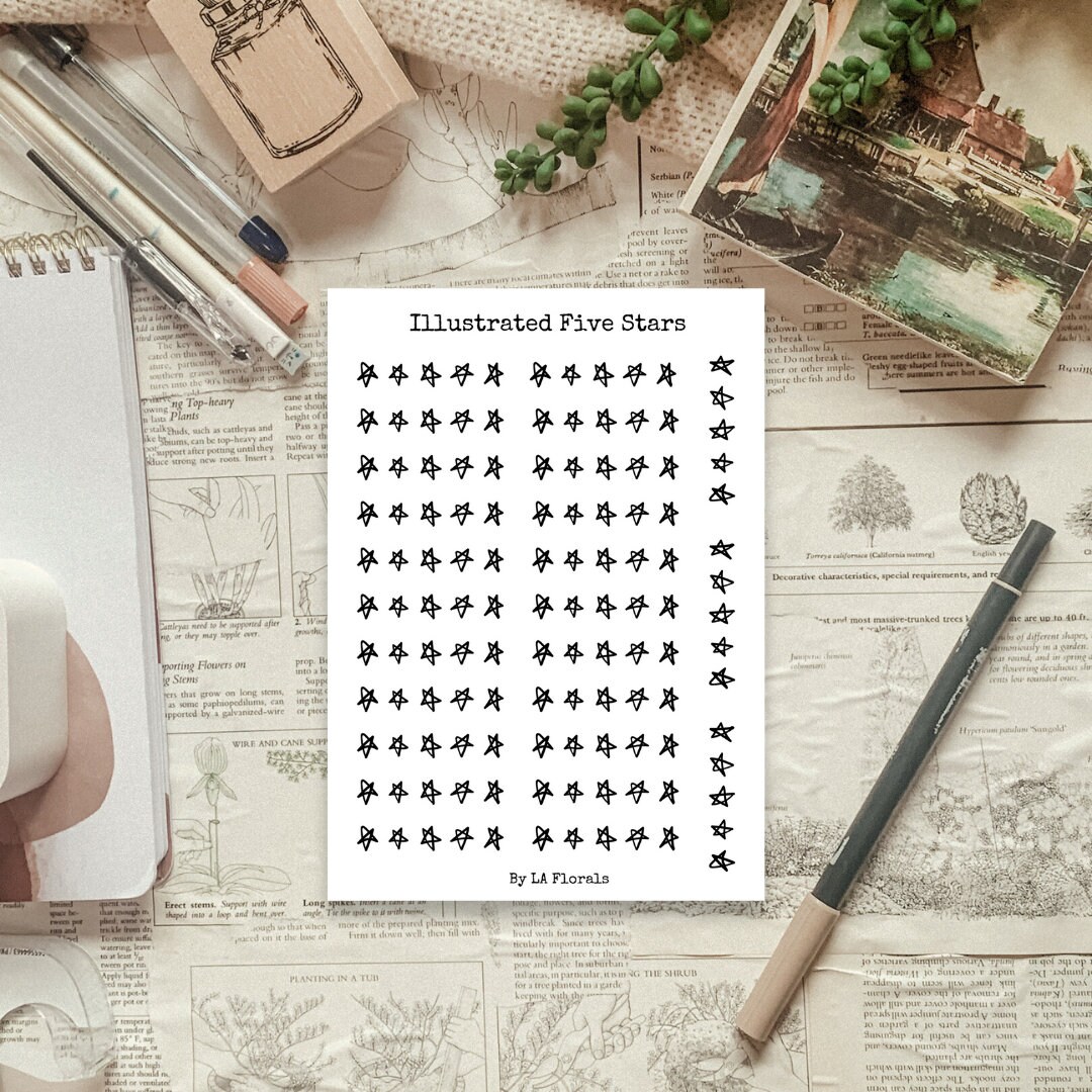 5 Star Rating Sticker Sheet style 2 Aesthetic Bookish Sticker Sheet for ...