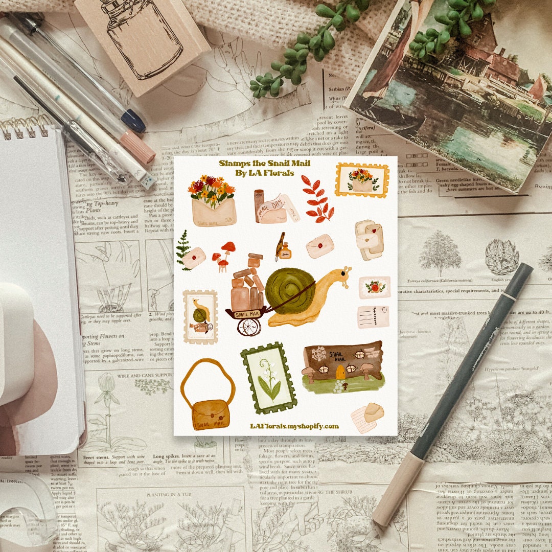 Sticker Sheet - Stamps the Snail Mail Sticker Sheet for Journals and ...