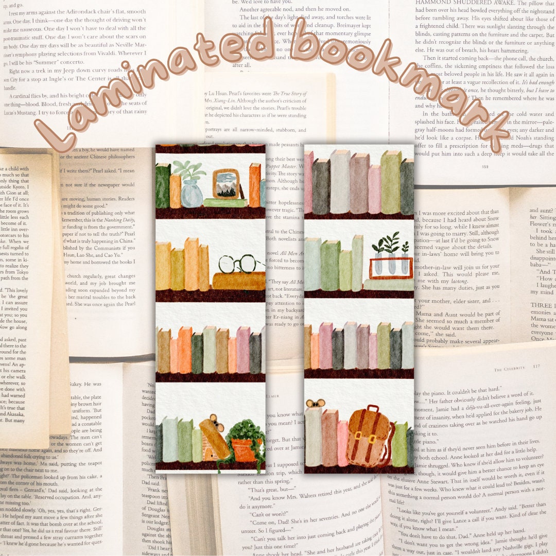 SET OF 2 Laminated Bookshelf Cottagecore Bookish Bookmark - Etsy