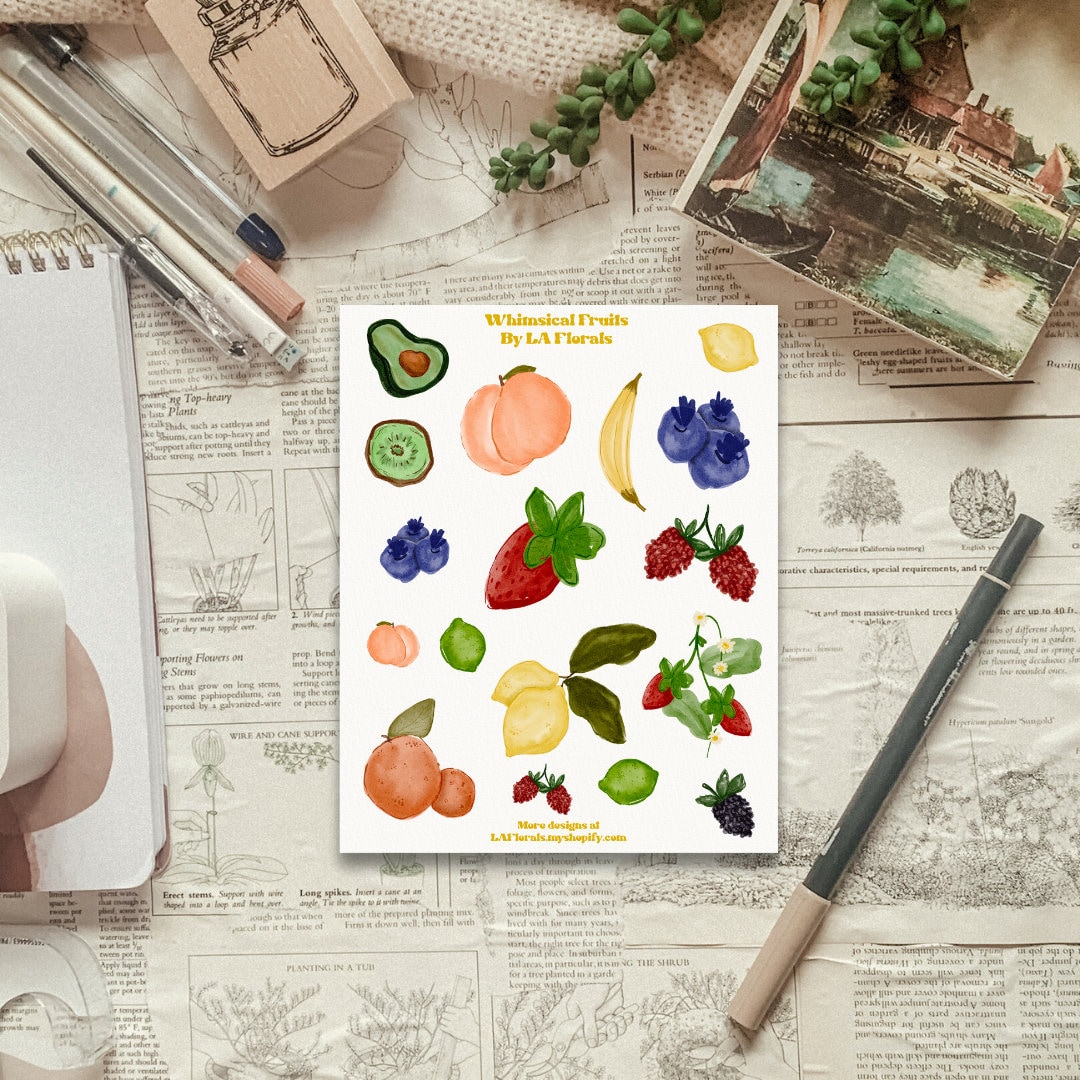 Sticker Sheet - Watercolor Fruit Sticker Sheet for Journals and ...