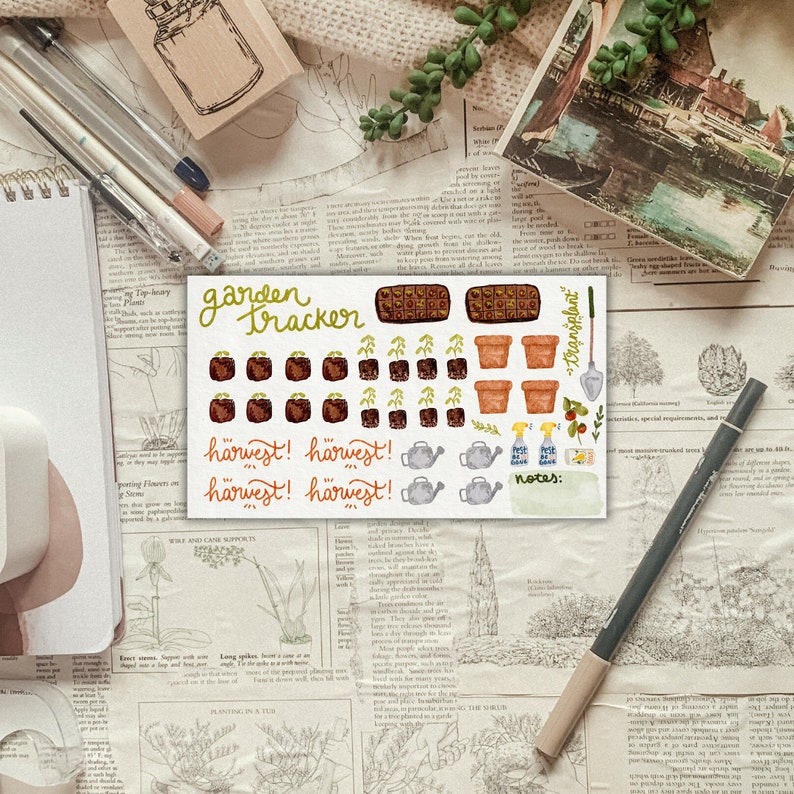 Garden Tracker, Garden Aesthetic Sticker Sheet for Planners and ...