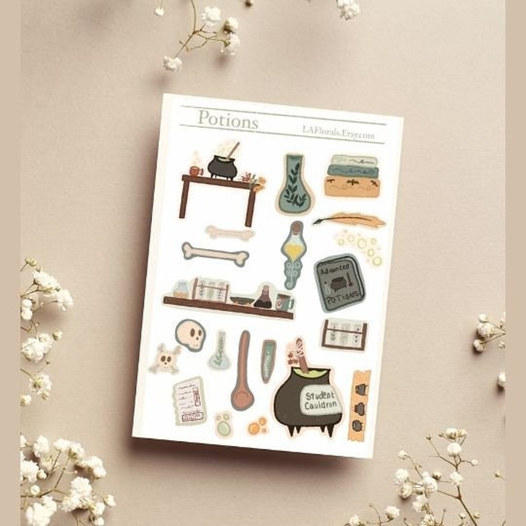 Potions and Witch Sticker Sheet, Bullet Journal Stickers, Scrapbook ...